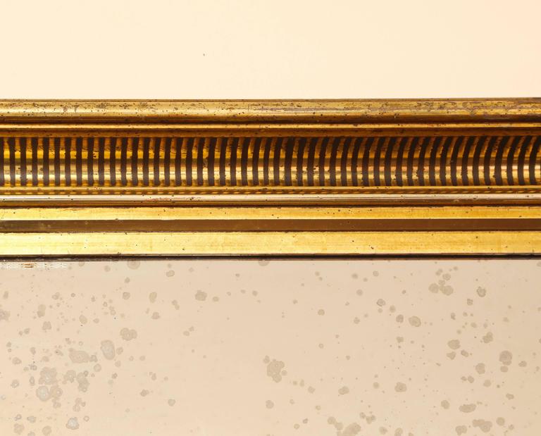 Gilded Mirror Frame with Painted Black Striped Molding and Antique ...