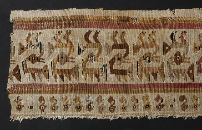 Pre-Columbian Textile Fragment with Design, Visible in Two Directions ...