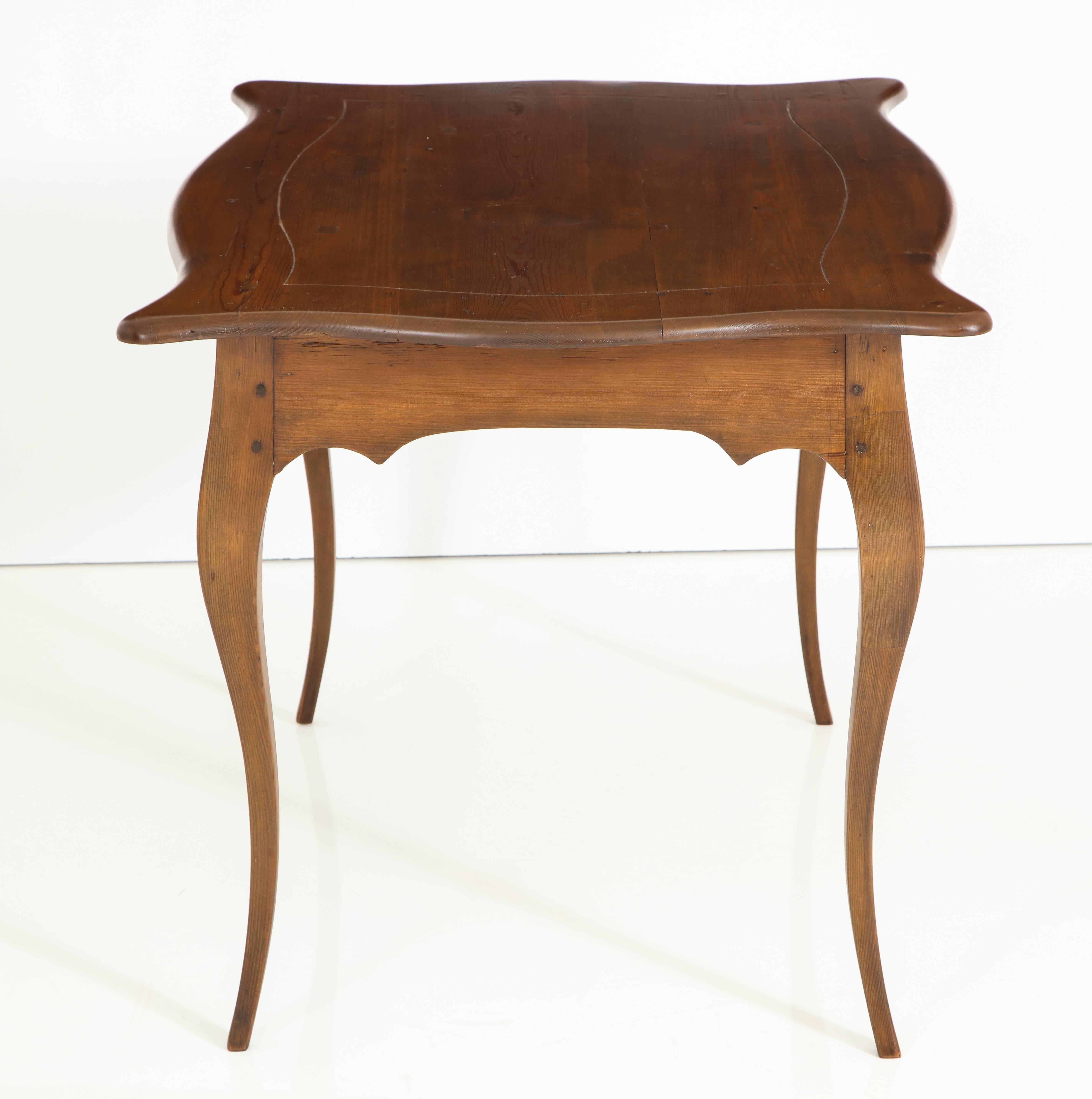 Rococo Pine Table or Desk with Single Drawer, Scalloped Apron and ...