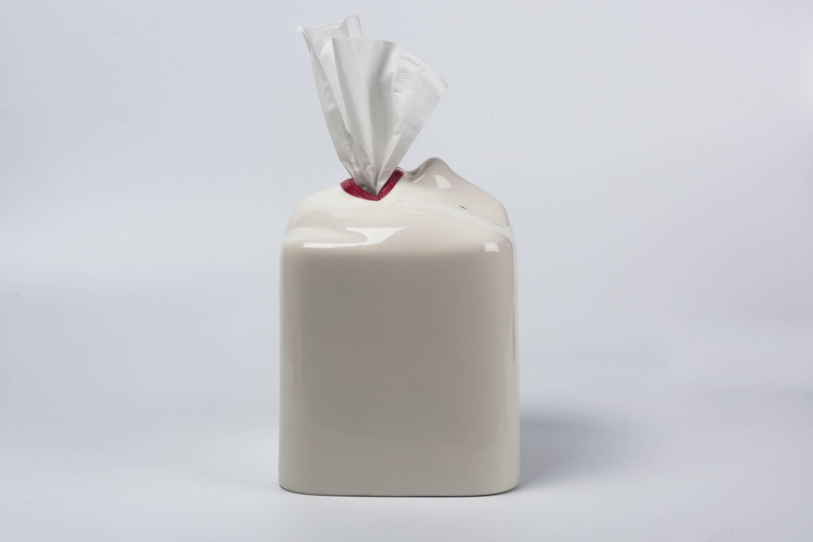 Ceramic White Tissue Box with Face and Mouth Ouverture at 1stDibs