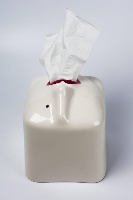 Ceramic White Tissue Box with Face and Mouth Ouverture at 1stDibs
