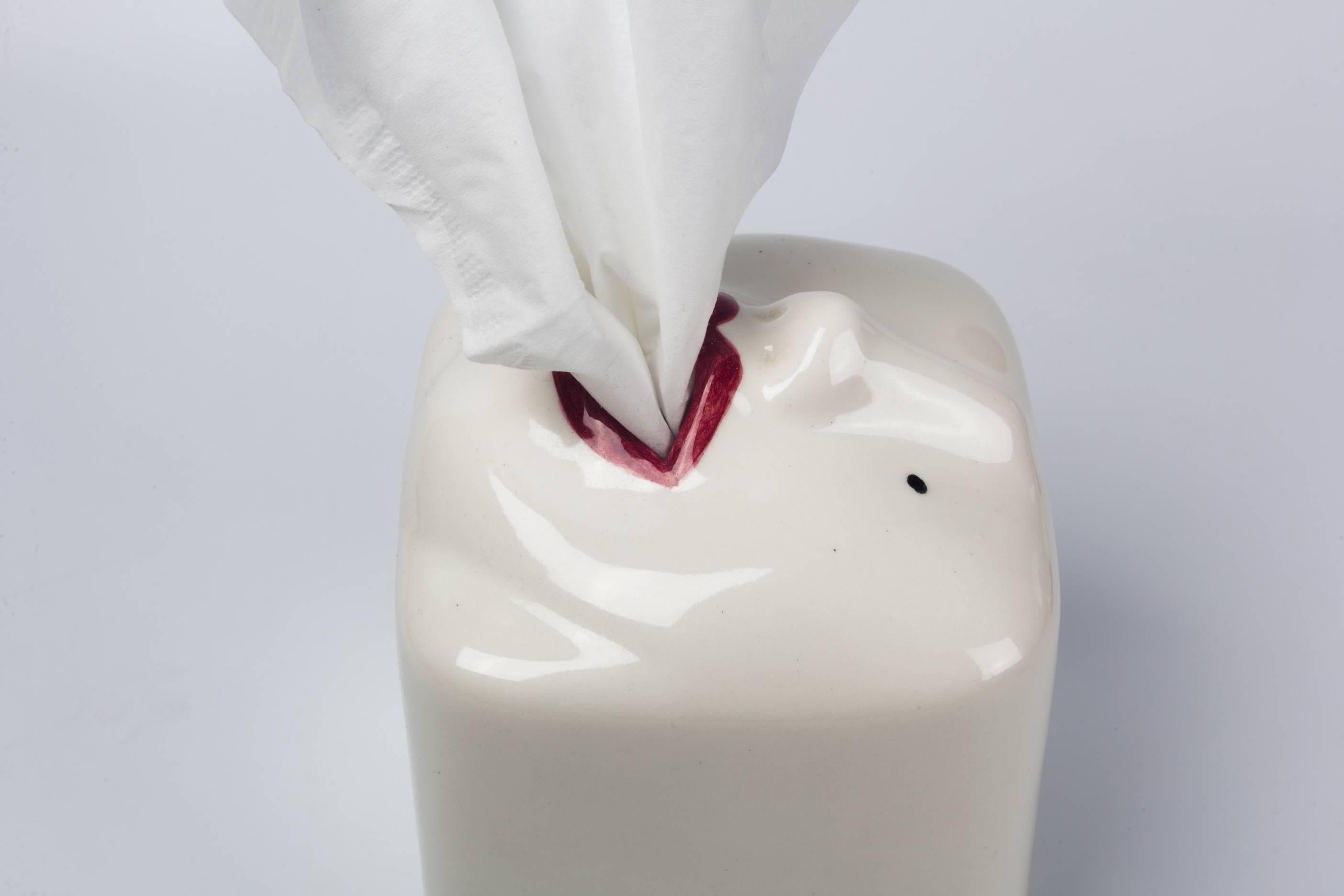 Ceramic White Tissue Box with Face and Mouth Ouverture at 1stDibs