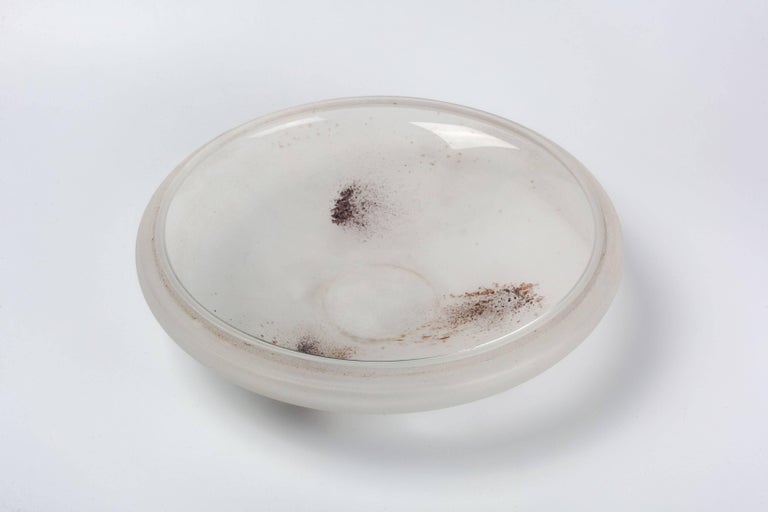 Italian Murano Glass Box by Cenedese, White Satin Scavo Textured ...