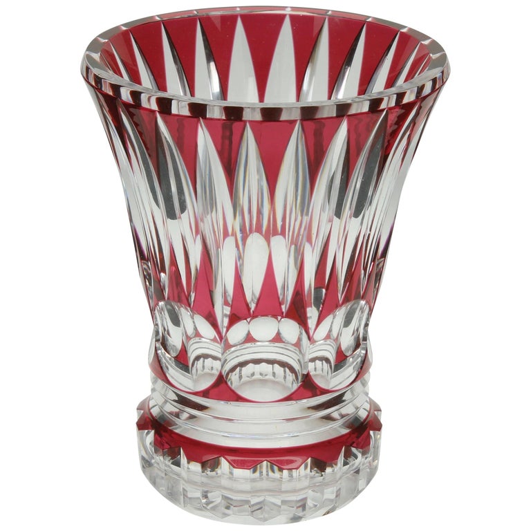 Incredible Val St. Lambert Red Cut to Clear Tulip Crystal Vase Very ...