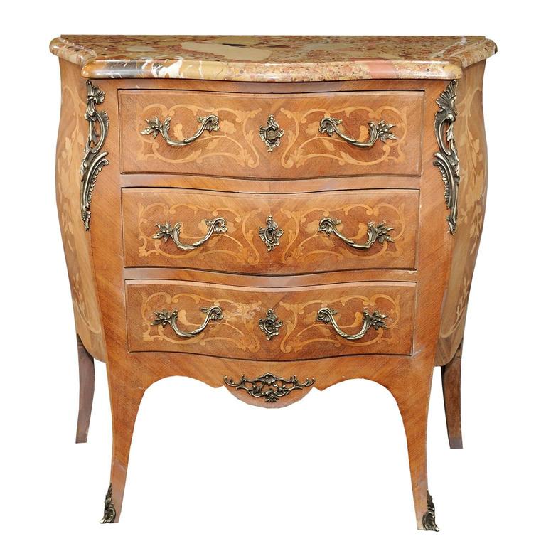 French Louis XV Style, Small Bomb Shaped Late 19th Century Commode ...