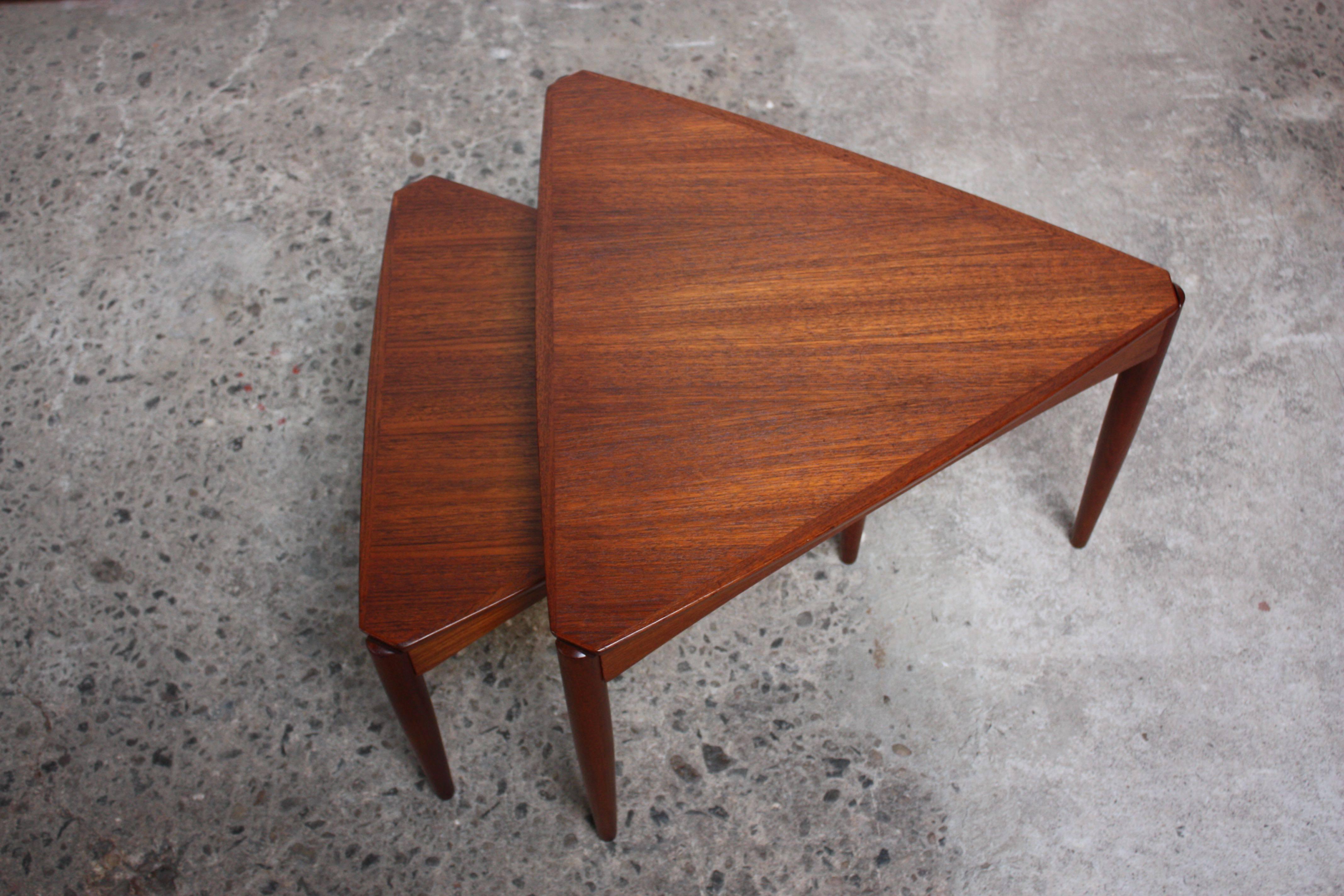 Duo of Teak Triangular Nesting Tables by Dux at 1stDibs | triangle nest ...