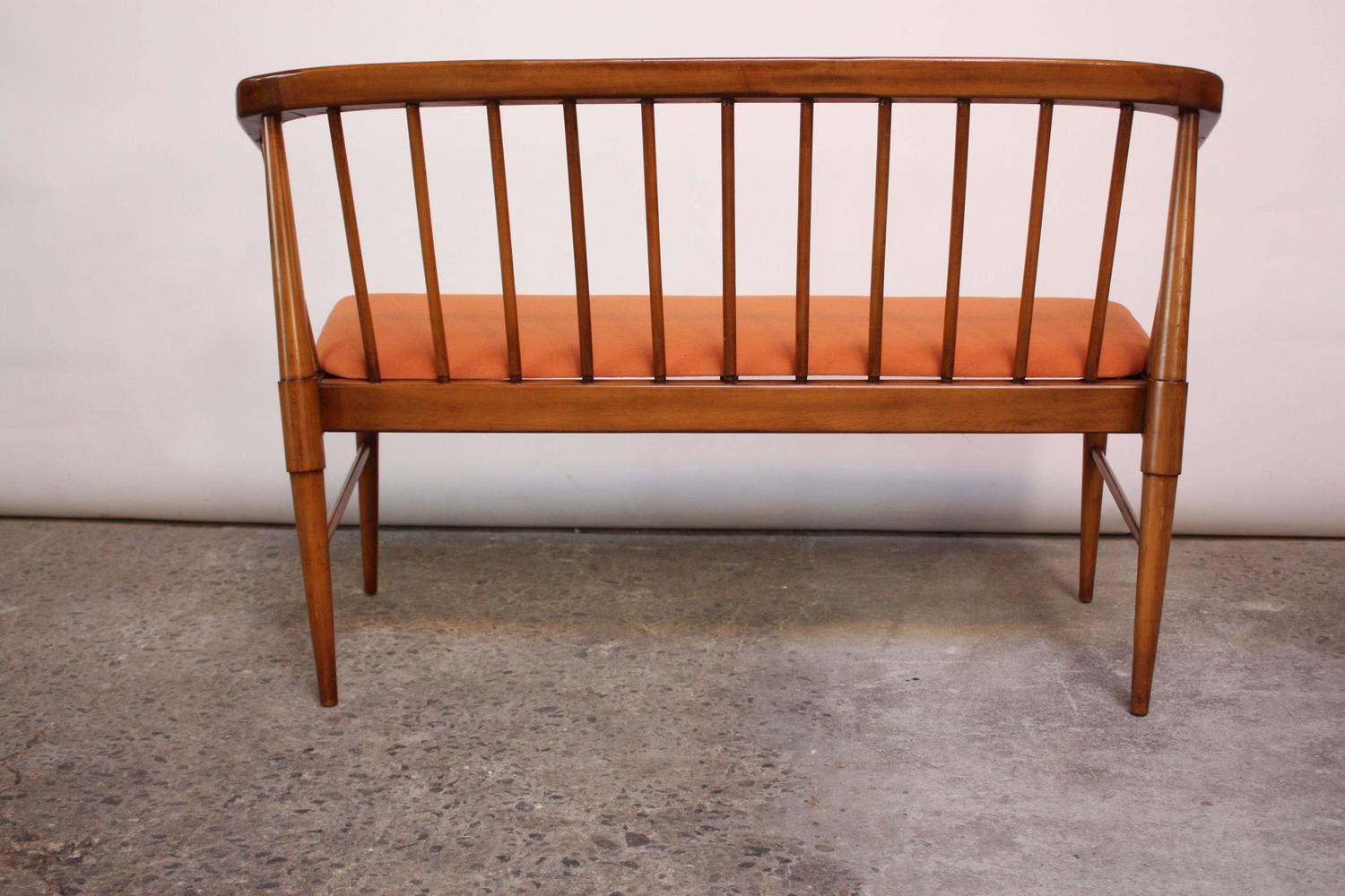 Mid-Century Modern Spindle Back Bench For Sale at 1stdibs