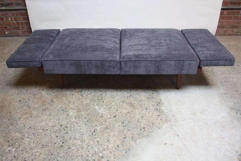 Danish Modern Convertible Daybed/Sofa on Chrome and Walnut Base at 1stDibs