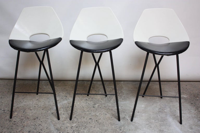Set of Three Mid-Century Modern Stools Designed by John Yellen at 1stDibs