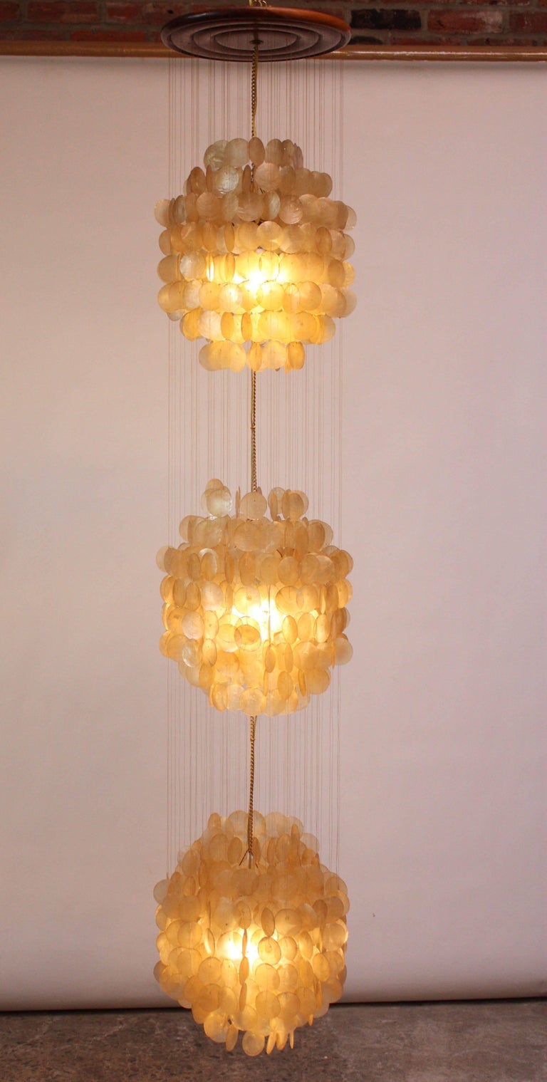 Vintage Capiz Shell Chandelier after Verner Panton at 1stDibs
