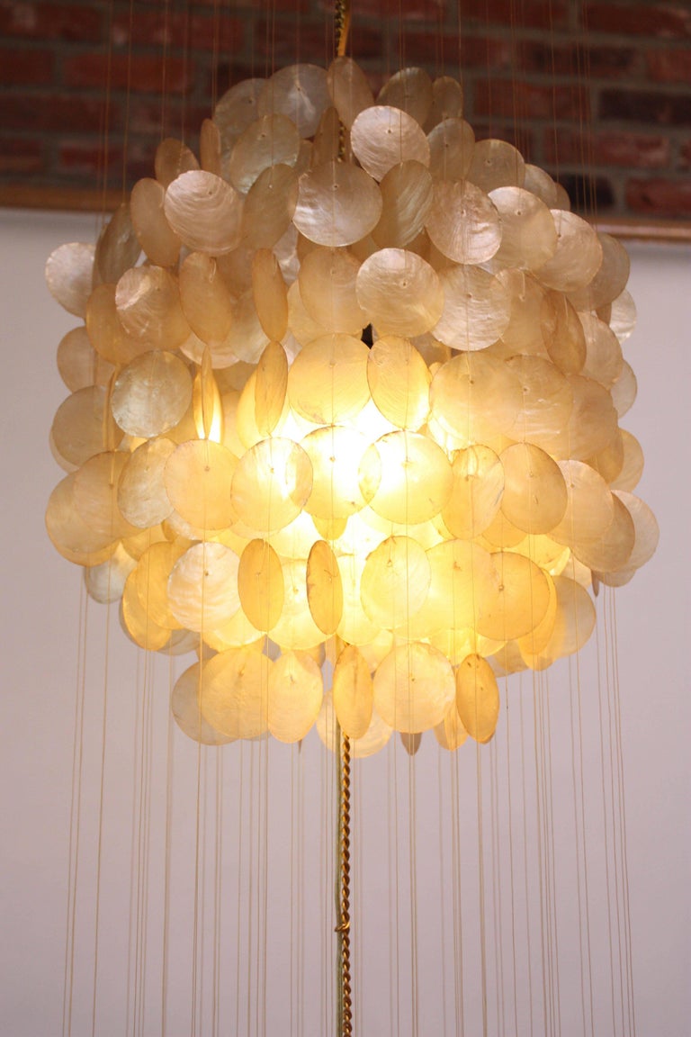 Vintage Capiz Shell Chandelier after Verner Panton at 1stDibs