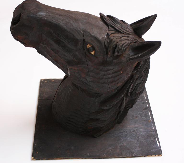 Mountable Hand-Carved Horse Head Trade Sign at 1stDibs