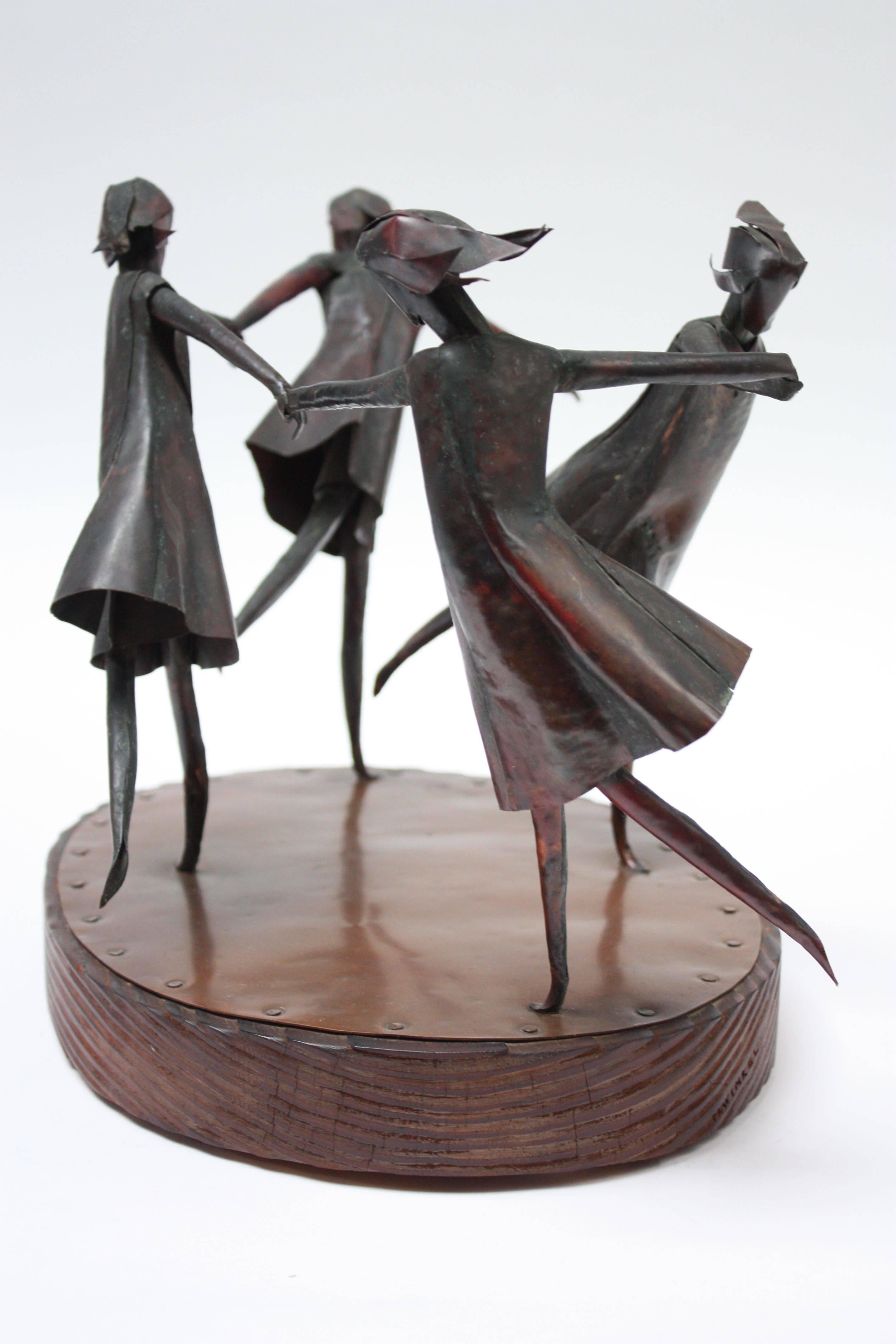Nina Winkel Mixed Metal 'Dancing Girls' Sculpture at 1stDibs | metal winkel
