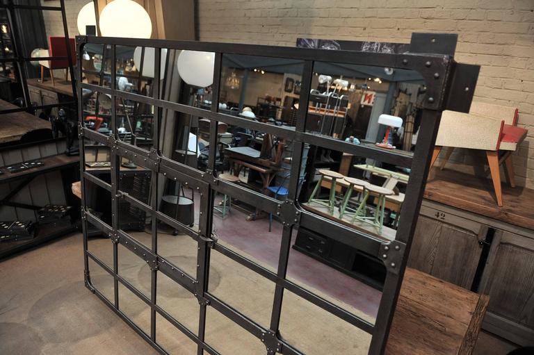 1900s Industrial Big French Riveted Window Factory Mirror at 1stDibs ...