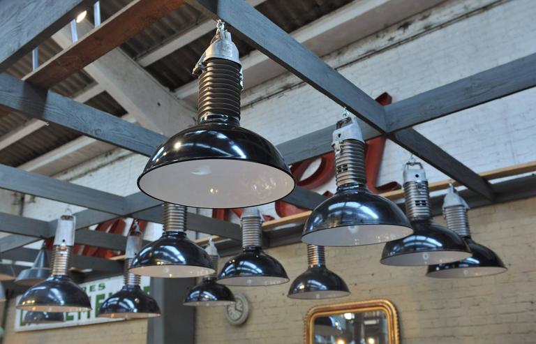 Industrial Factory "Philips" Pendant Lights, 1950 For Sale at 1stDibs