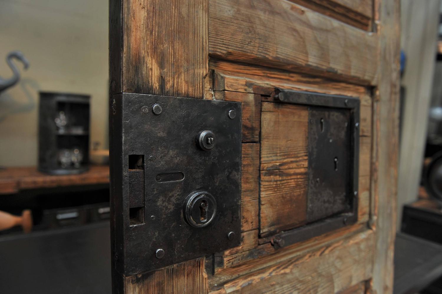 19th Century Riveted Iron and Pine Prison Door, circa 1850 at 1stdibs