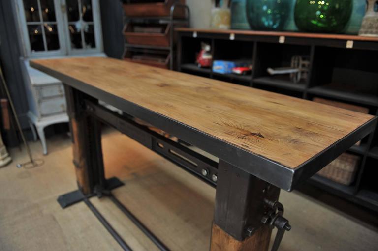 Industrial Console Table Iron and Wood, 1920 at 1stDibs
