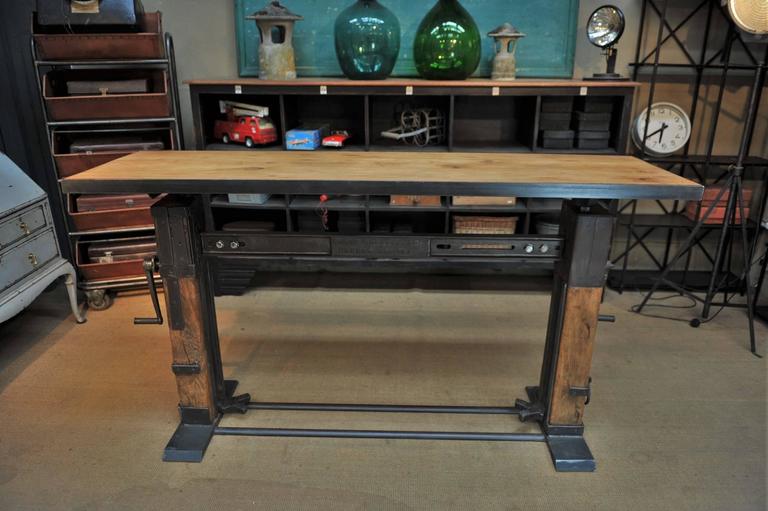 Industrial Console Table Iron and Wood, 1920 at 1stDibs
