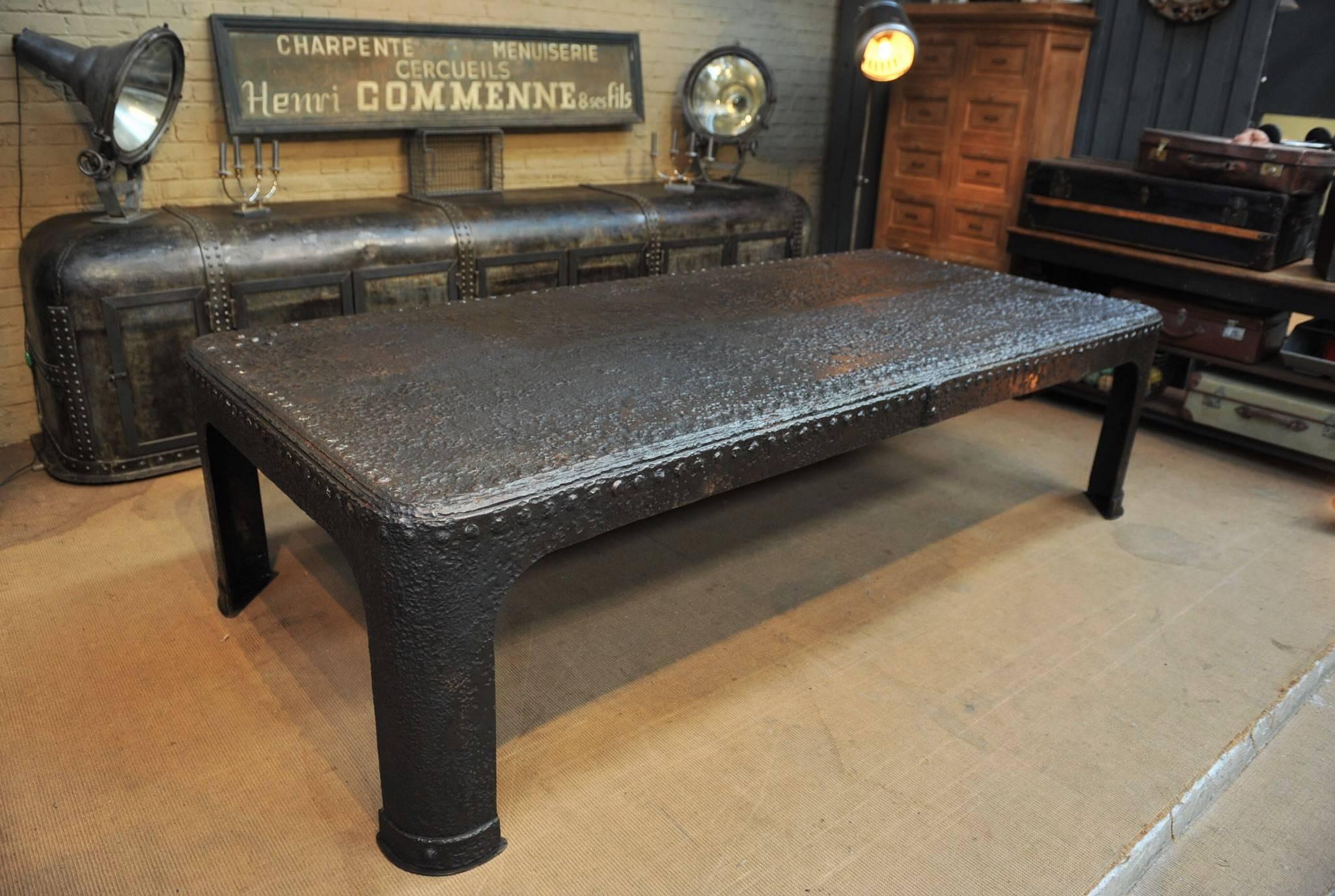 Industrial Riveted Iron Dining or Centre Table, circa 1880 at 1stDibs