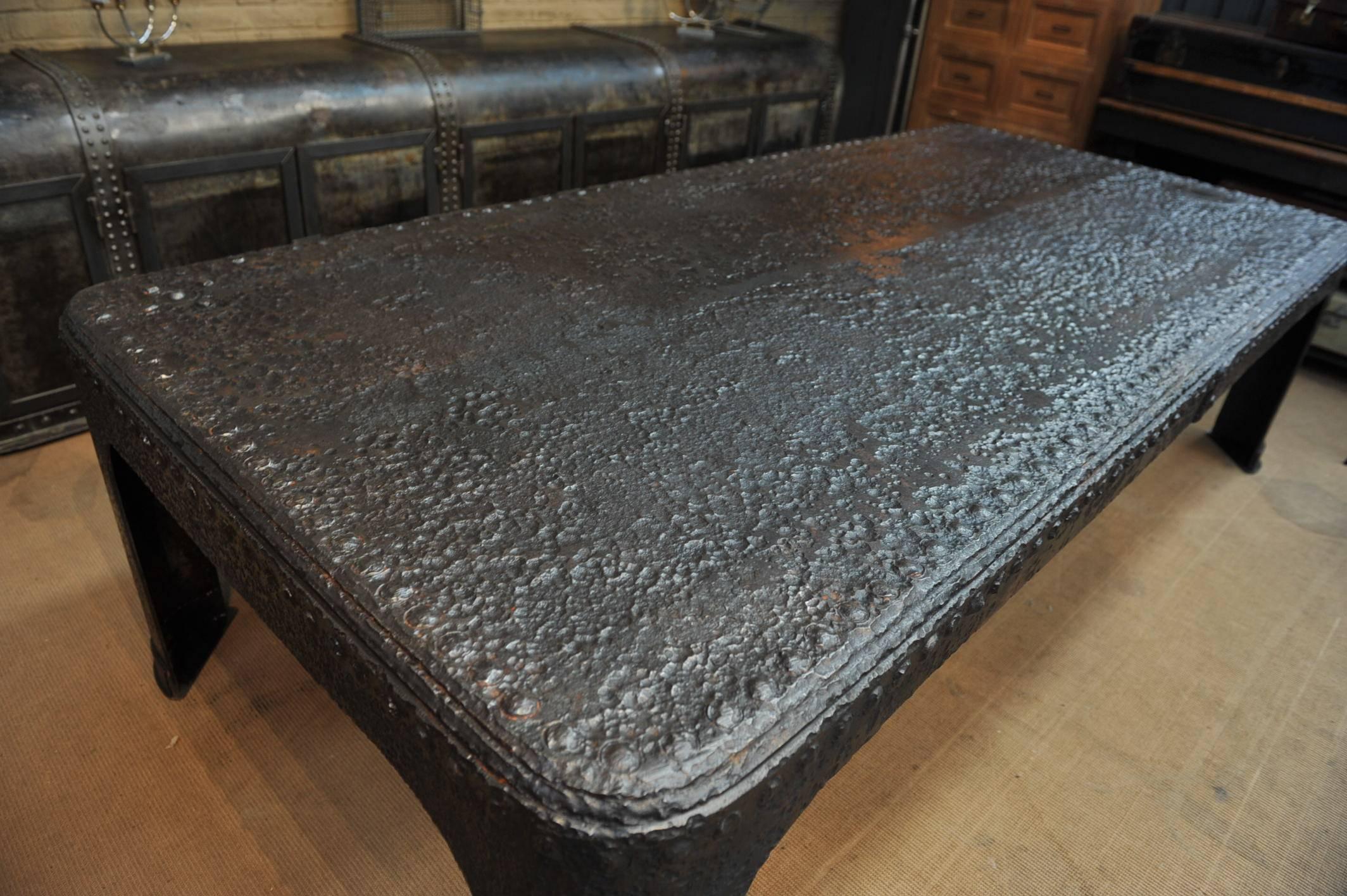 Industrial Riveted Iron Dining or Centre Table, circa 1880 at 1stDibs
