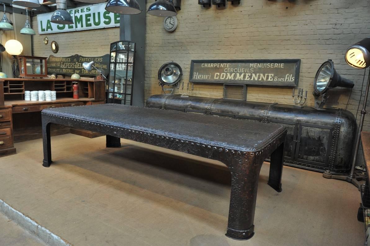 Industrial Riveted Iron Dining or Centre Table, circa 1880 at 1stDibs