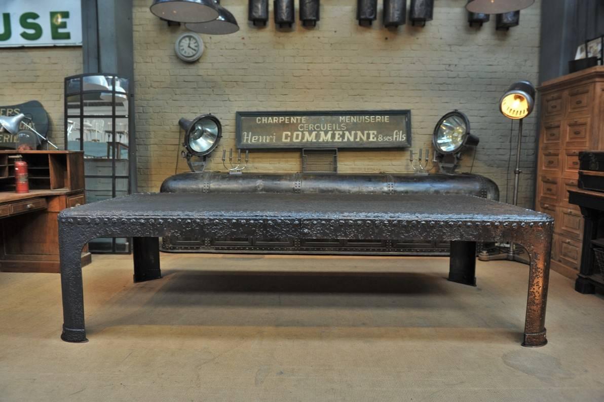 Industrial Riveted Iron Dining or Centre Table, circa 1880 at 1stDibs