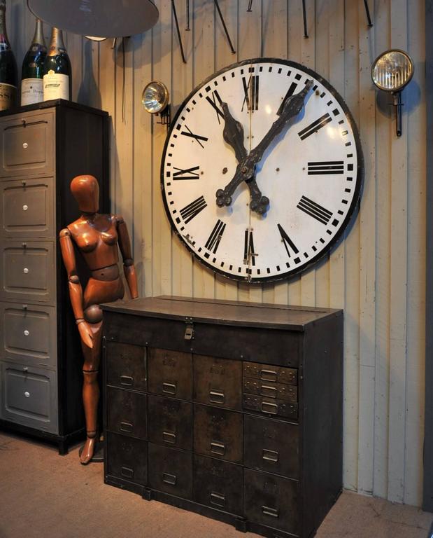 Large 1920s French Enamel Iron Clock Face at 1stDibs