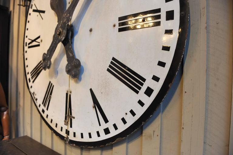 Large 1920s French Enamel Iron Clock Face at 1stDibs