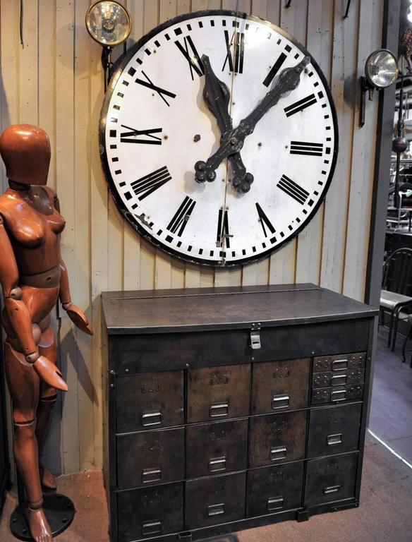 Large 1920s French Enamel Iron Clock Face at 1stDibs