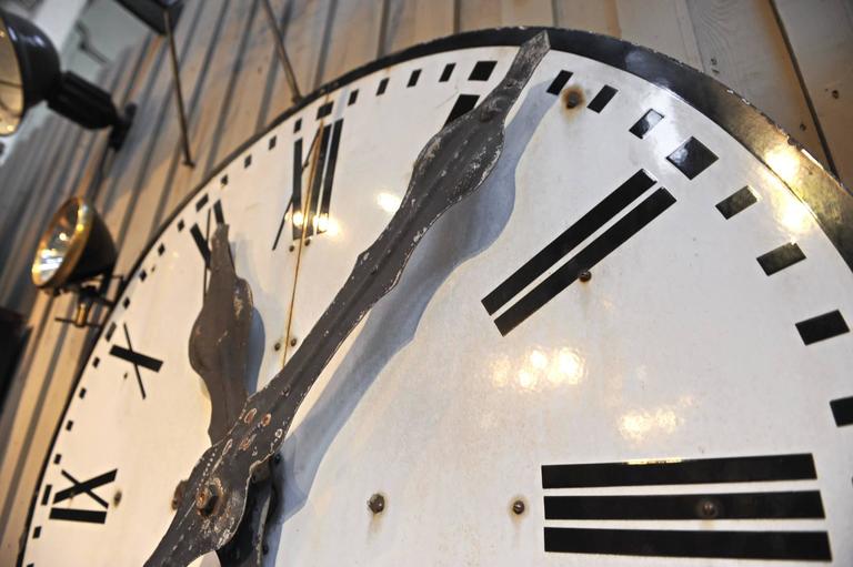 Large 1920s French Enamel Iron Clock Face at 1stDibs