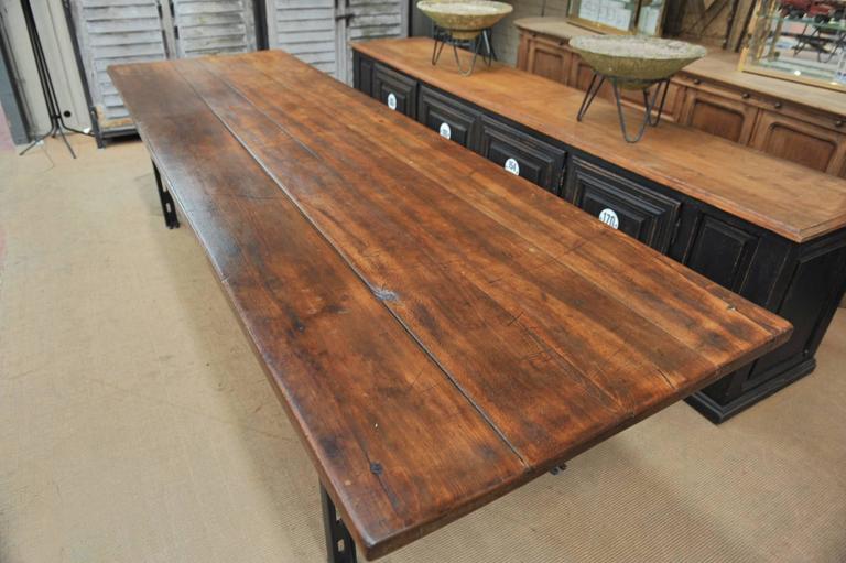 Singer Cast Iron and Beechwood Industrial Dining Table at 1stDibs
