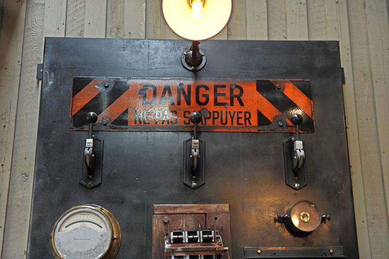 1940s French Factory Large Ion and Bakelite Switchboard Industrial Wall ...