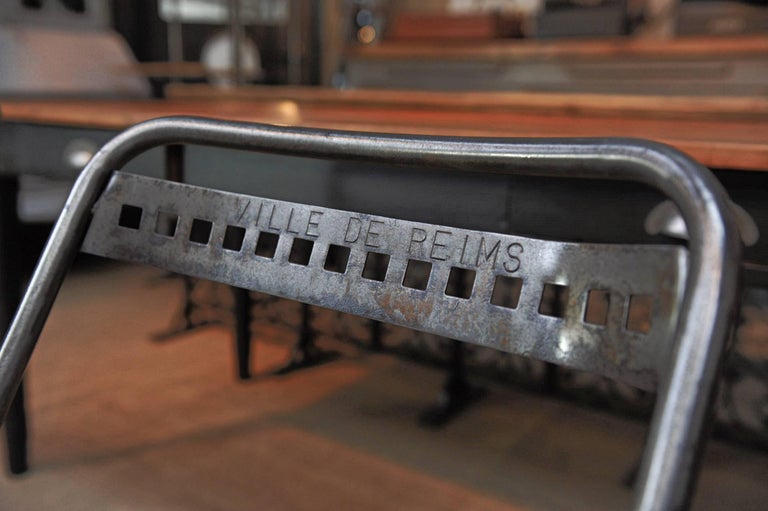 Set of Six Iron Folding Chairs from Reims City Hall, France, circa 1950 ...