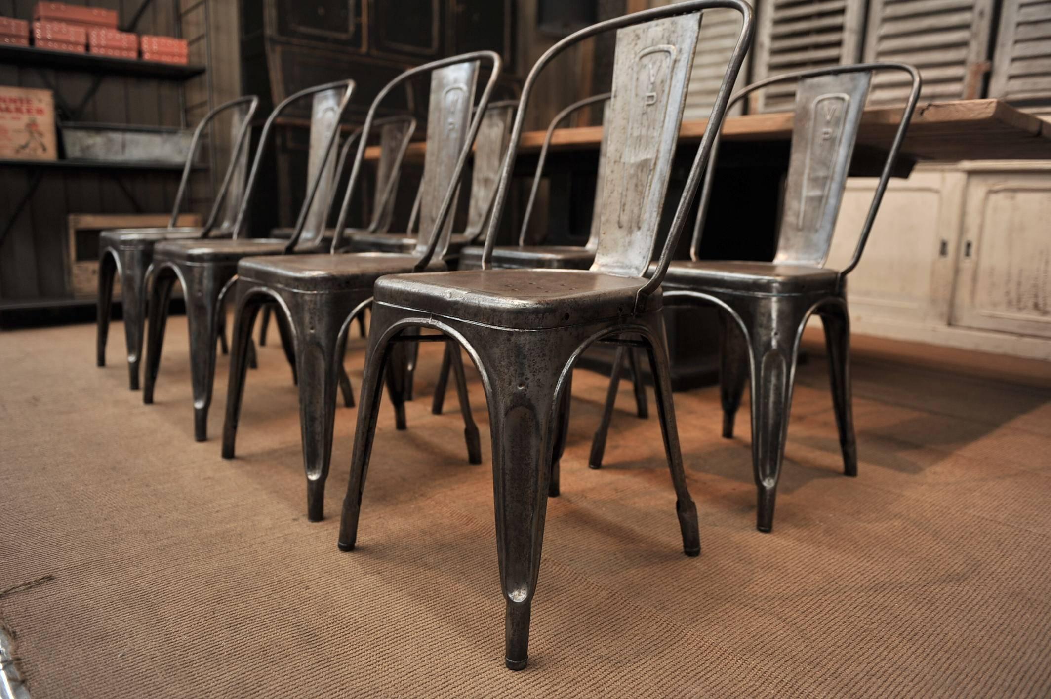 Vintage Tolix "A" Polished Metal Chairs, Printed with Letters VL, 1940s ...