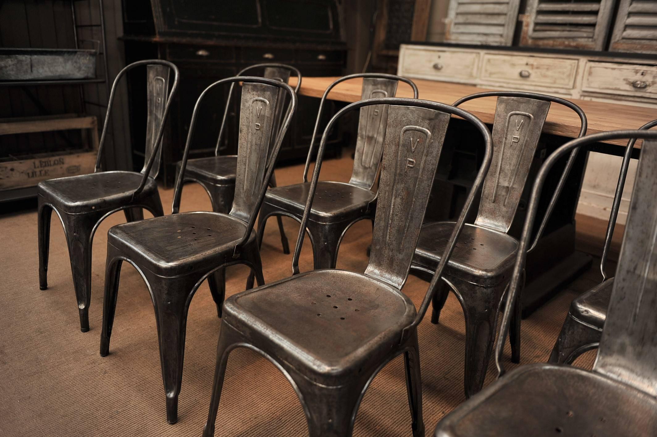 Vintage Tolix "A" Polished Metal Chairs, Printed with Letters VL, 1940s ...