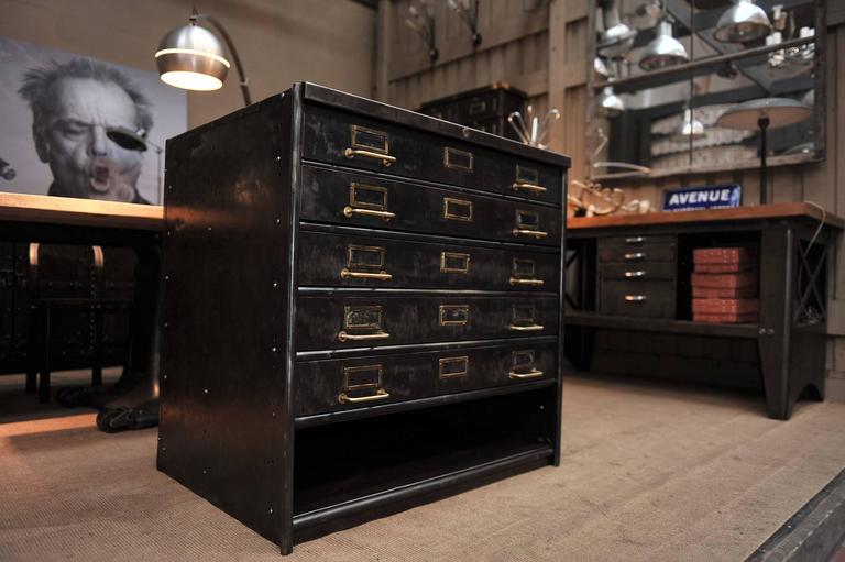 Industrial Roneo French Factory Drawer Cabinet, 1940s at 1stDibs
