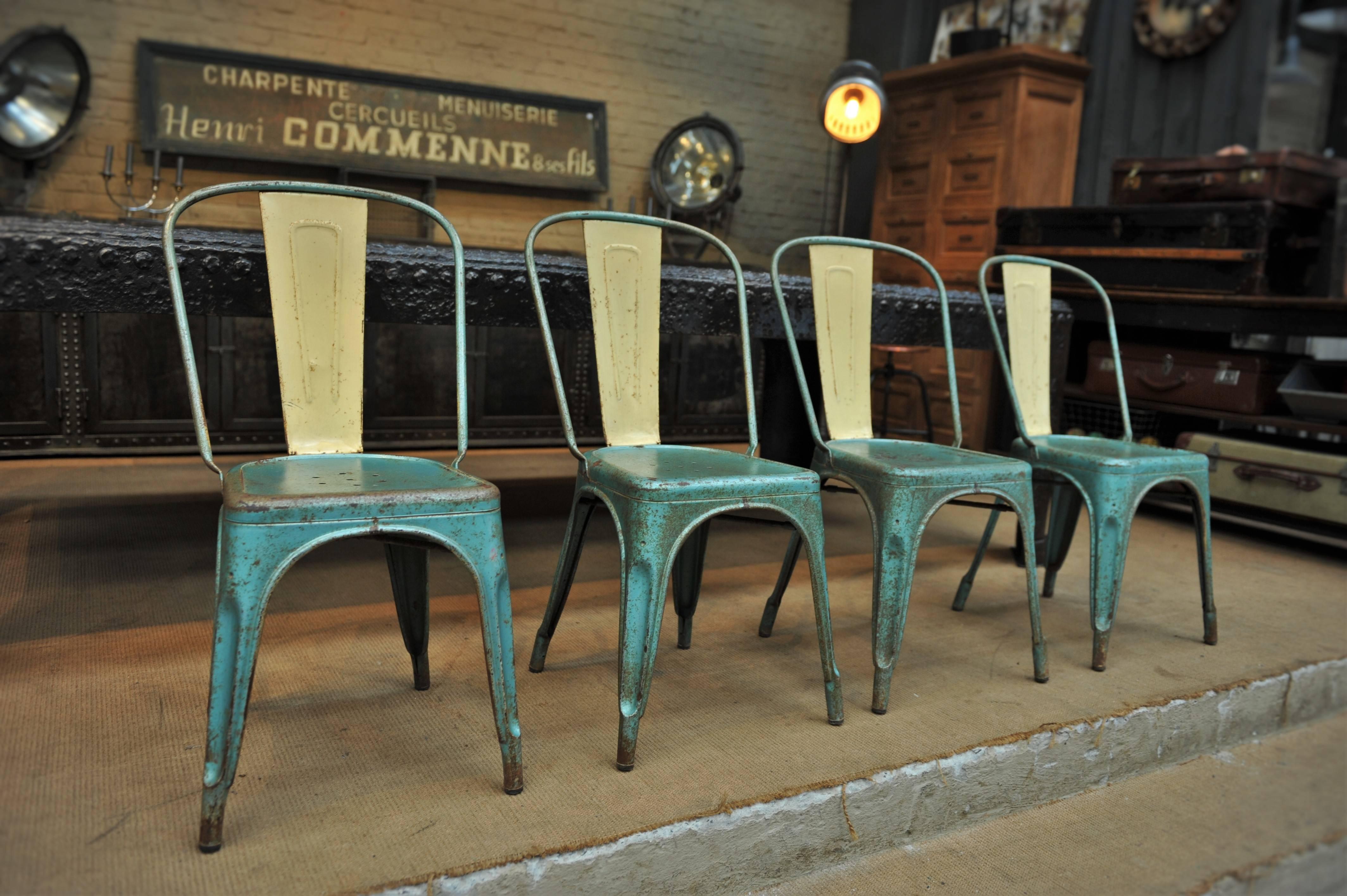 Set of Four Vintage 1950 Tolix Chairs Original Color at 1stDibs ...
