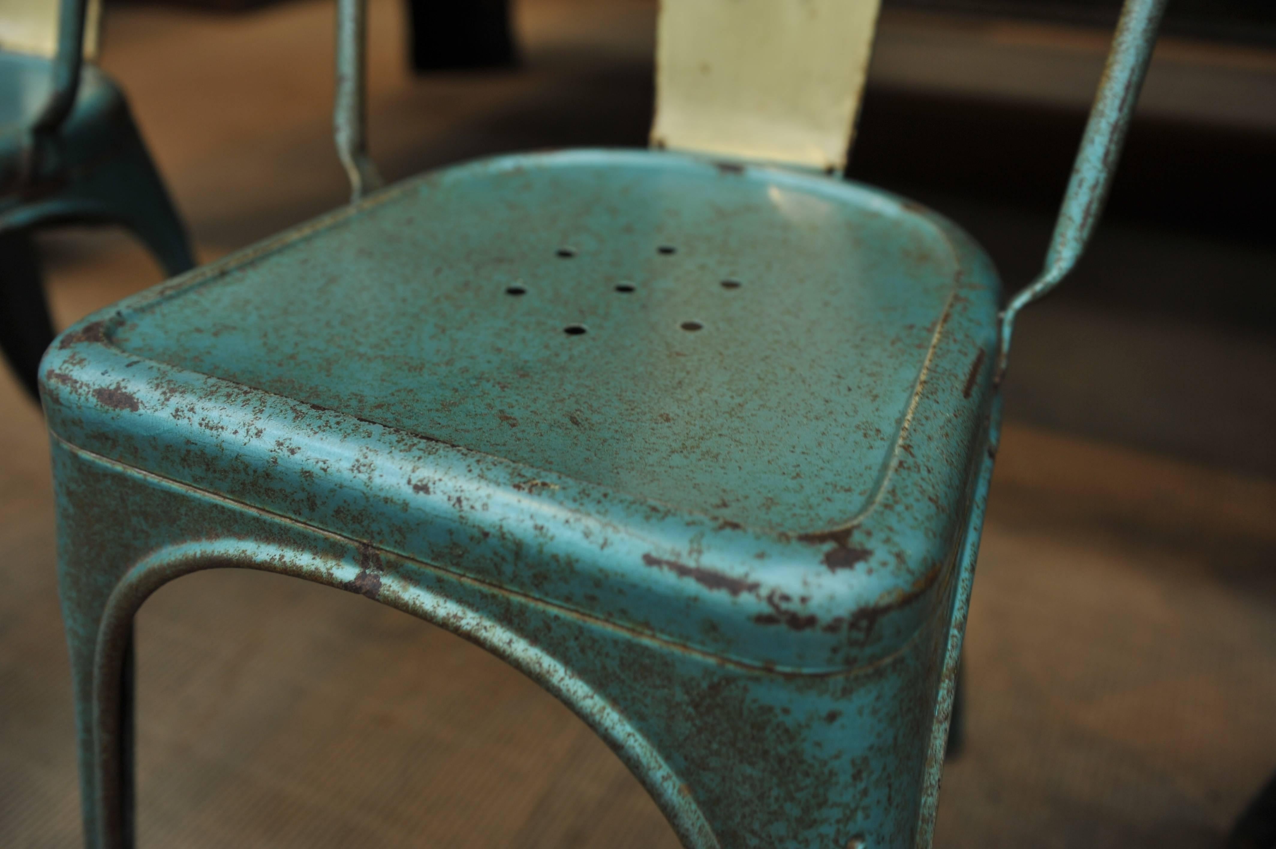 Set of Four Vintage 1950 Tolix Chairs Original Color at 1stDibs ...