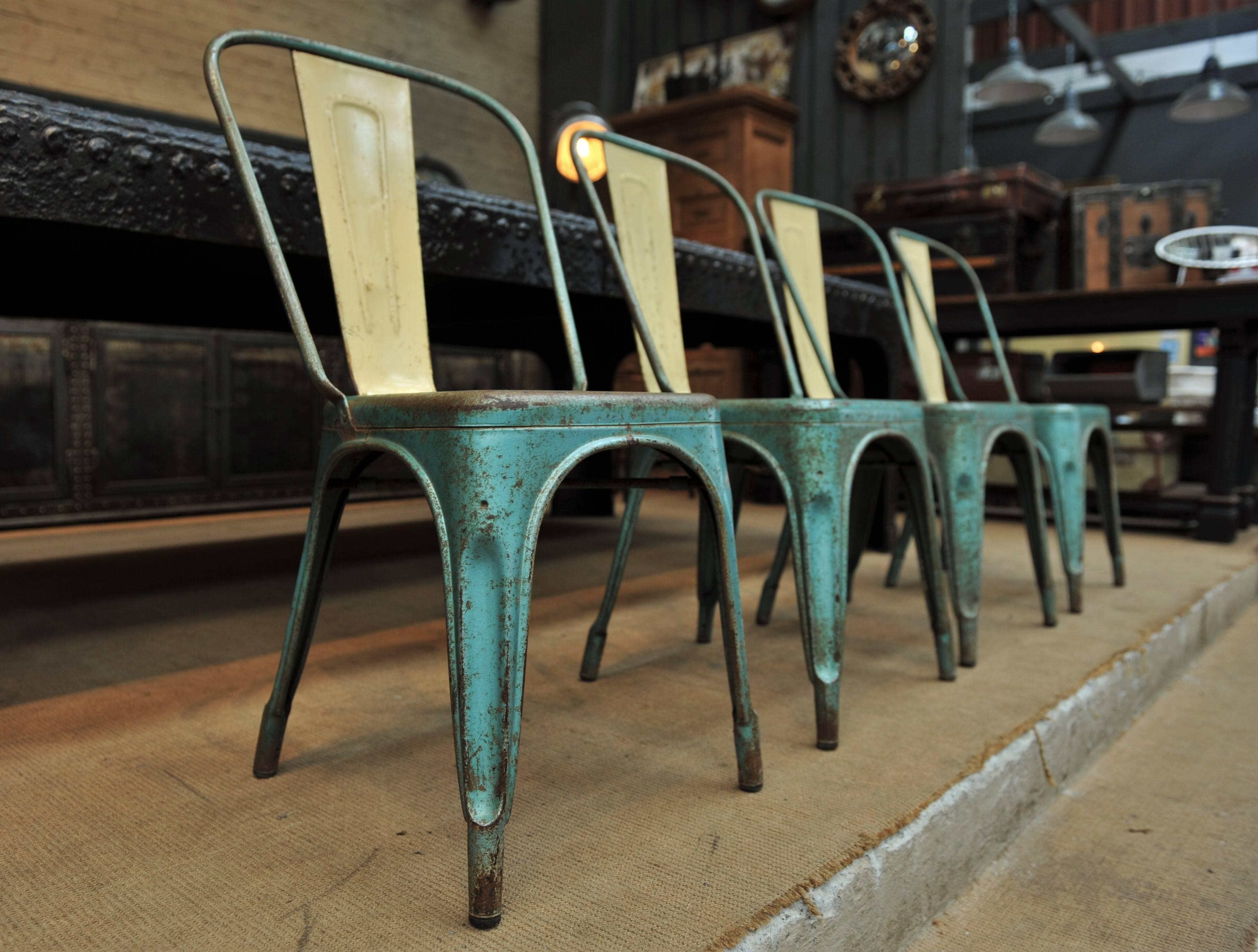 Set of Four Vintage 1950 Tolix Chairs Original Color at 1stDibs ...