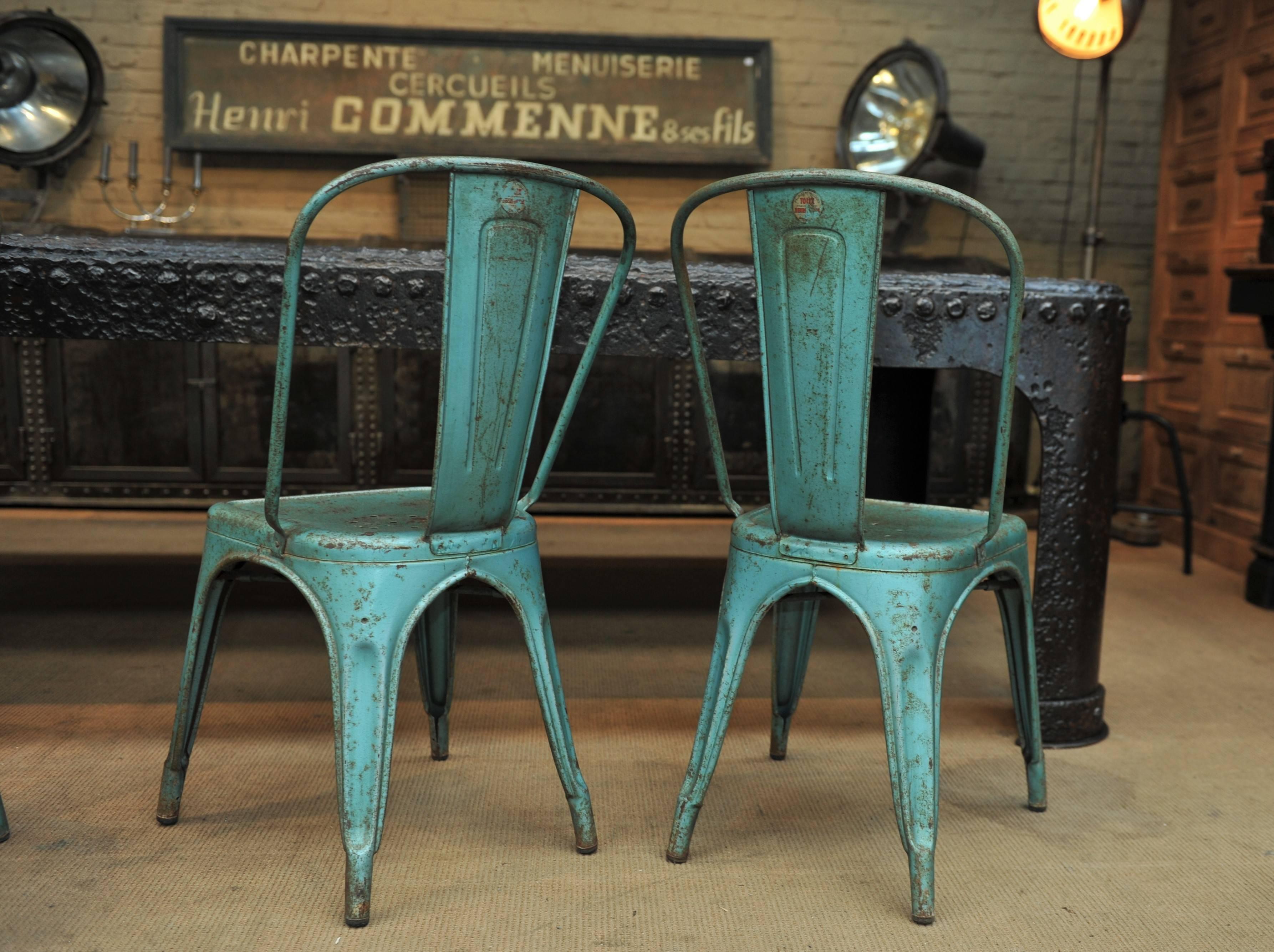 Set of Four Vintage 1950 Tolix Chairs Original Color at 1stDibs ...