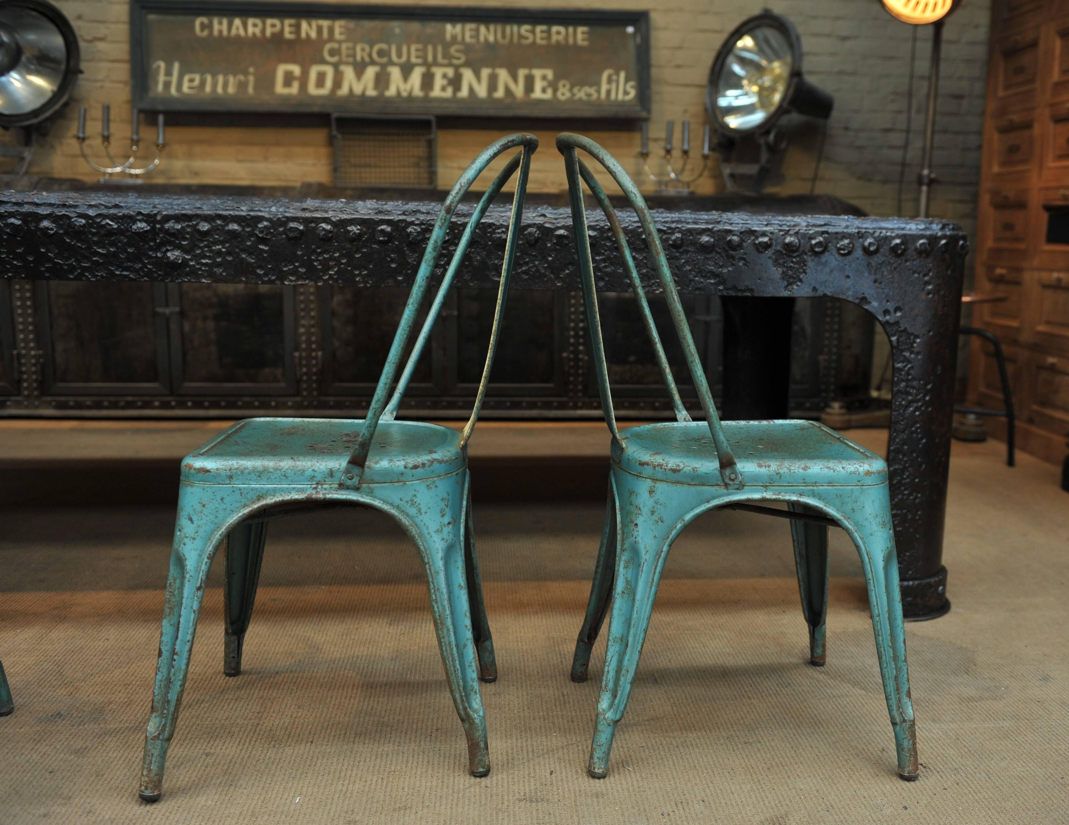 Set of Four Vintage 1950 Tolix Chairs Original Color at 1stDibs ...
