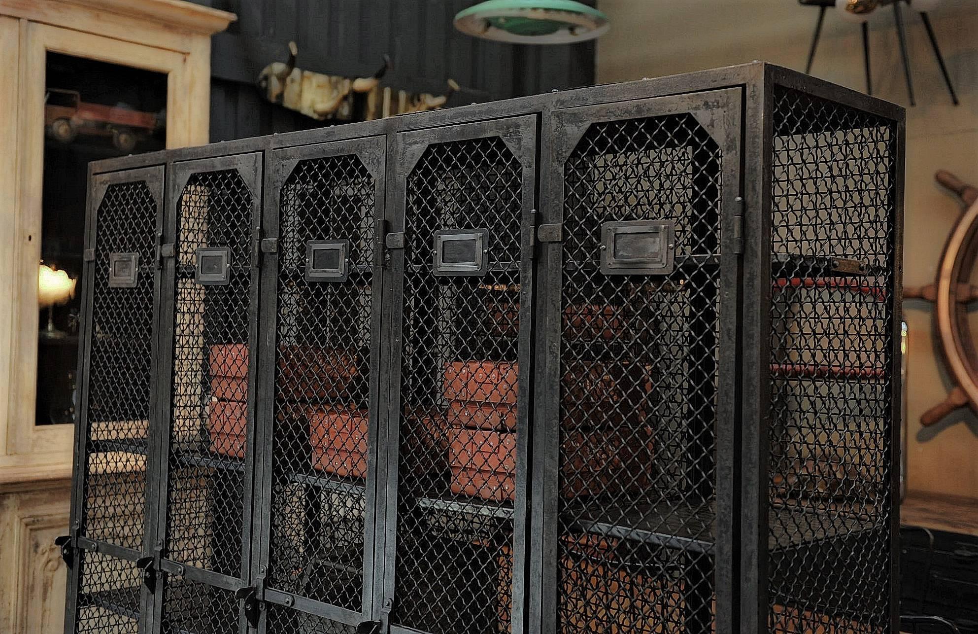 Five Doors Industrial Iron Mesh Cabinet, 1950 at 1stDibs | industrial ...