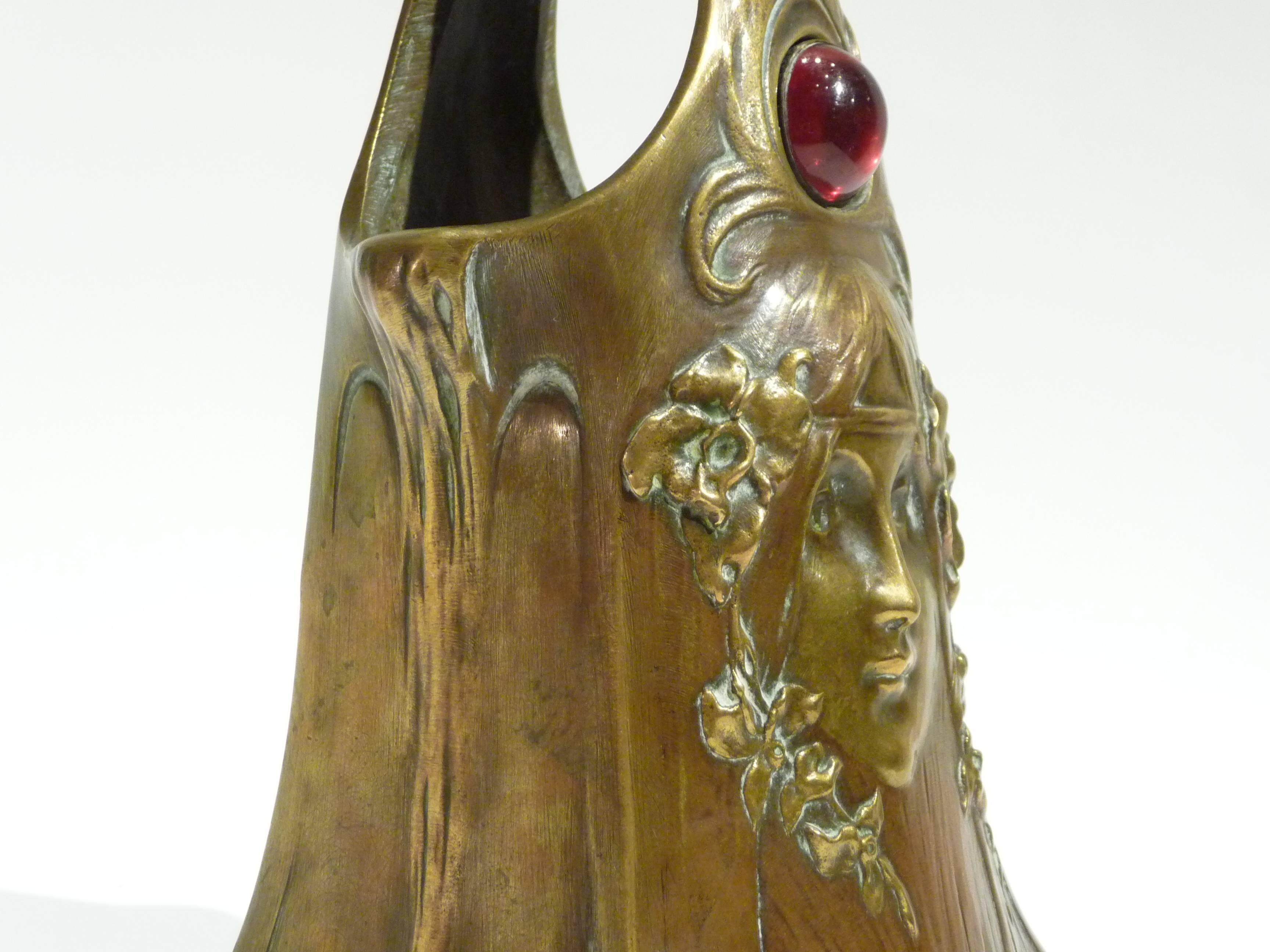 Georges Flamand, an Art Nouveau Woman and Peacock Footed Vase, Signed ...