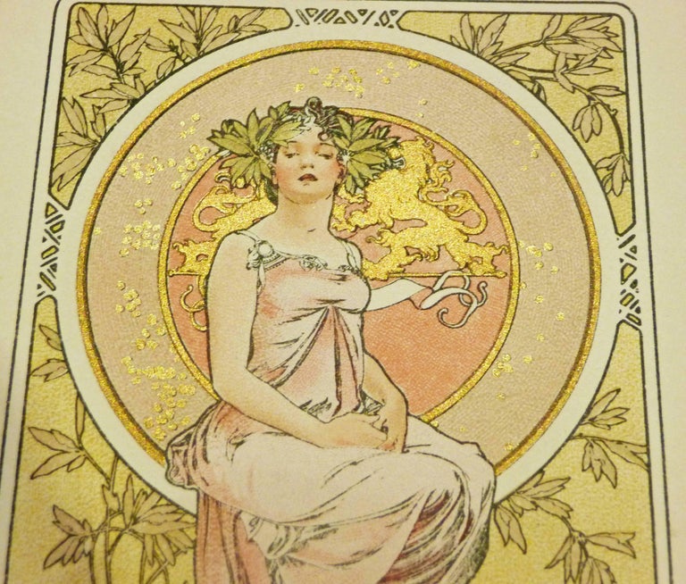 Alfons Mucha, Art Nouveau Set of Six Postcards, Signed For Sale at 1stDibs