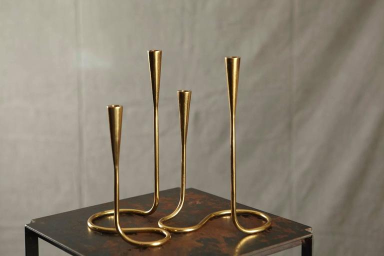 Pair of Brass Double Ended Candlesticks "Serpentine" by Illums Bolighus ...