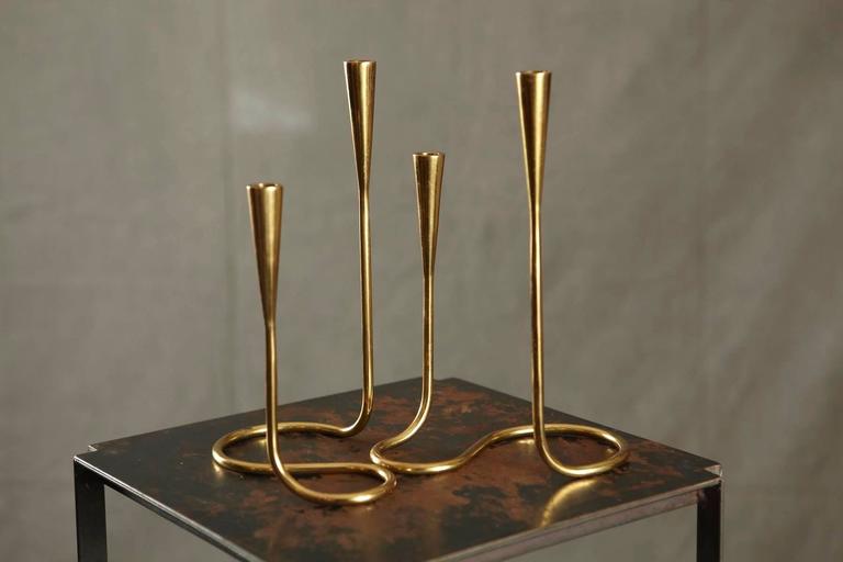 Pair of Brass Double Ended Candlesticks "Serpentine" by Illums Bolighus ...