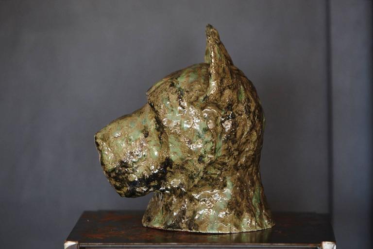Large Glazed Ceramic Sculpture of a Great Dane's Dog Head at 1stDibs