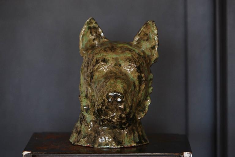 Large Glazed Ceramic Sculpture of a Great Dane's Dog Head at 1stDibs