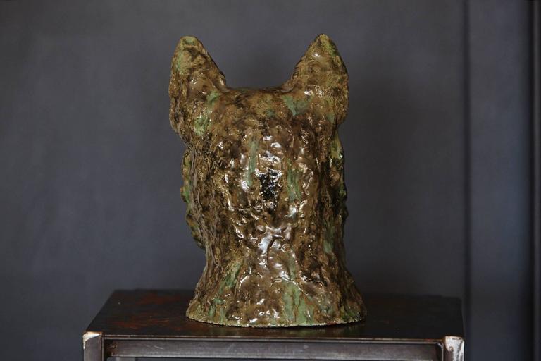 Large Glazed Ceramic Sculpture of a Great Dane's Dog Head at 1stDibs