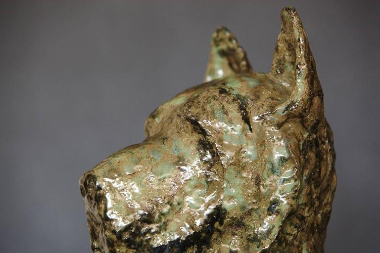 Large Glazed Ceramic Sculpture of a Great Dane's Dog Head at 1stDibs
